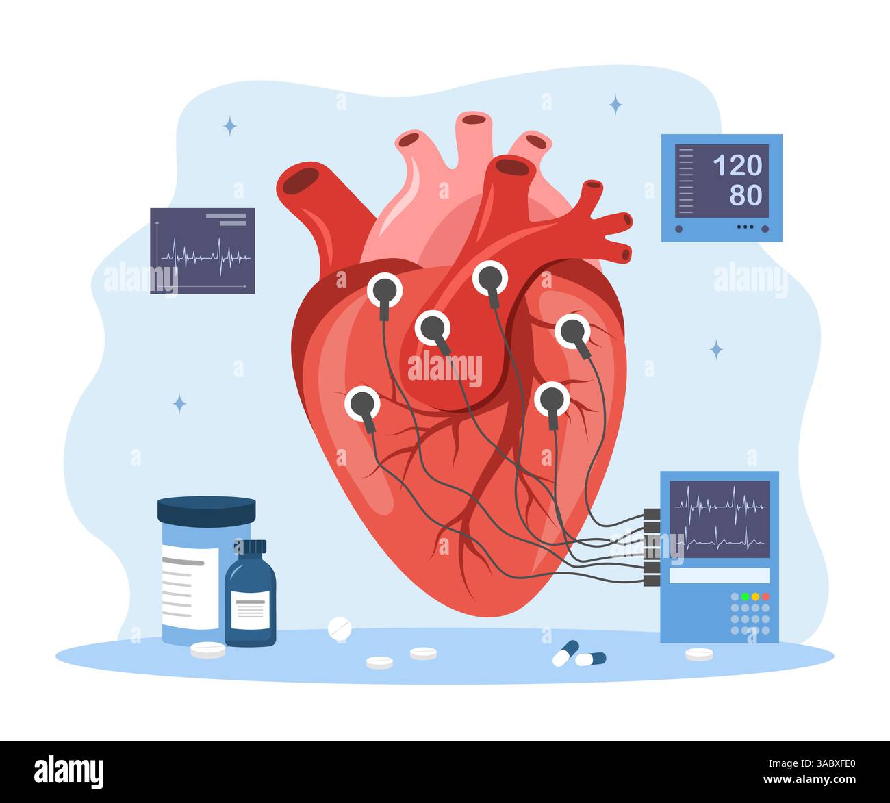 Cardiology concept. ECG, EKG, cardiogram and electrocardiogram. Health ...