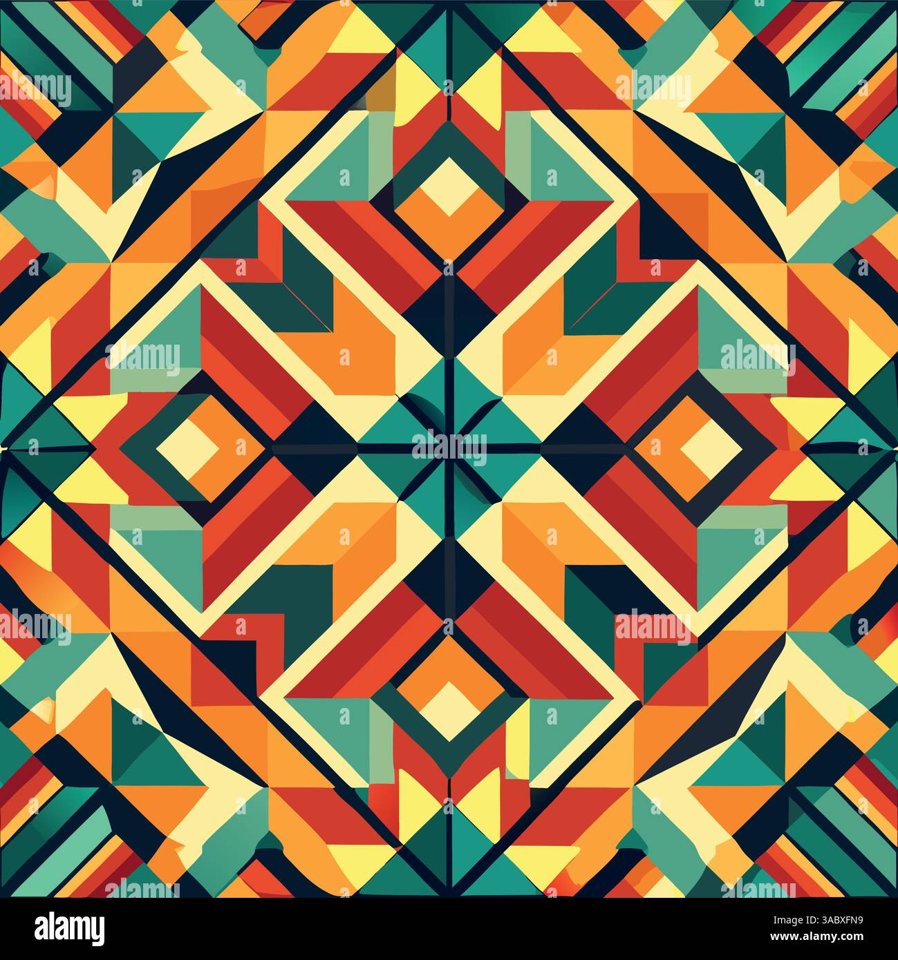 This artwork showcases a striking geometric pattern composed of ...