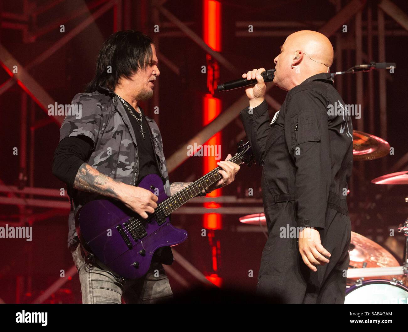 Dan Donegan, left, and David Draiman of Disturbed perform on Wednesday ...