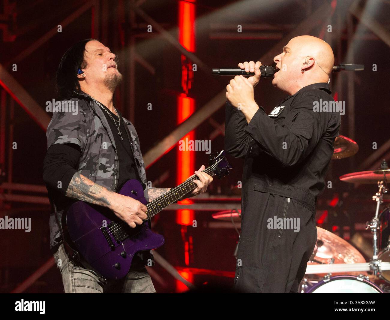 Dan Donegan, left, and David Draiman of Disturbed perform on Wednesday ...