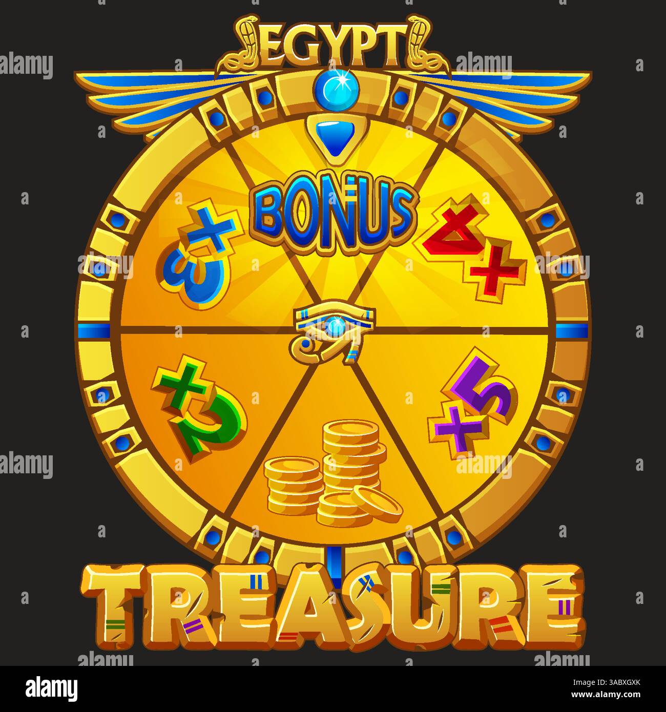 Wheel of fortune in Egyptian style for UI game, slots and casino ...