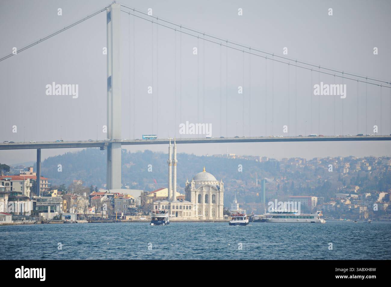 Coastal zone and architecture of the Bosphorus Strait. A bridge ...