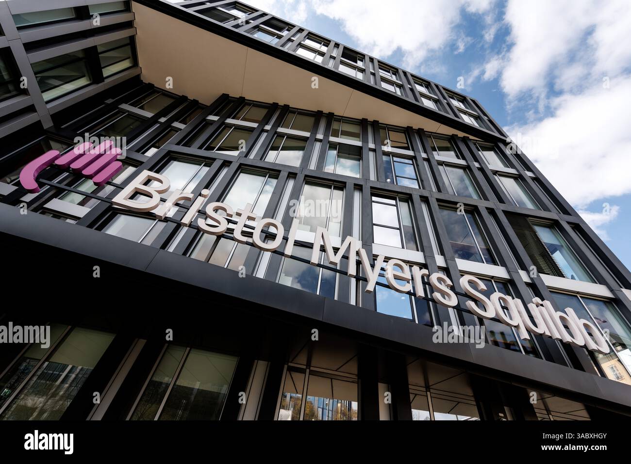 Munich, Germany. 02nd Apr, 2025. The logo of the pharmaceutical company Bristol-Myers Squibb ...