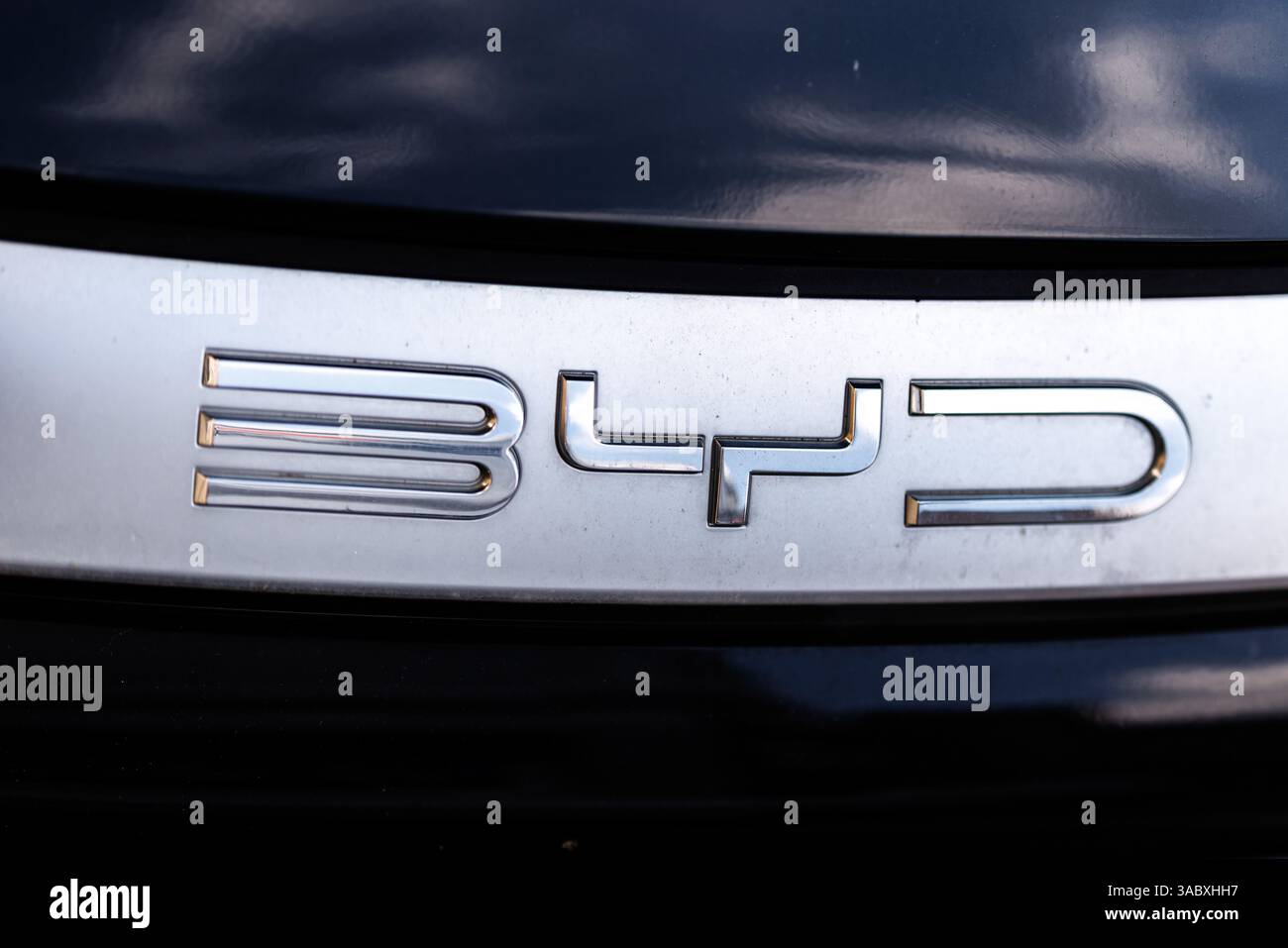 Munich, Germany. 02nd Apr, 2025. The BYD brand logo can be seen on the ...