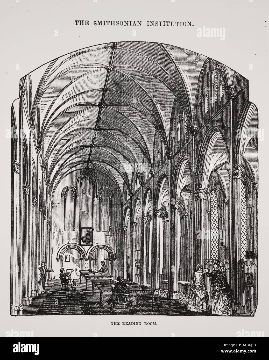 Woodcut of the Reading Room of the Smithsonian Institution Building or ...