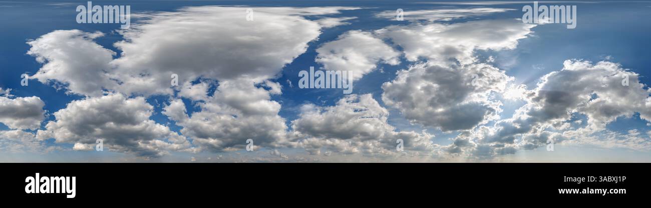 blue sky hdri 360 panorama with pink clouds before sunset with zenith ...