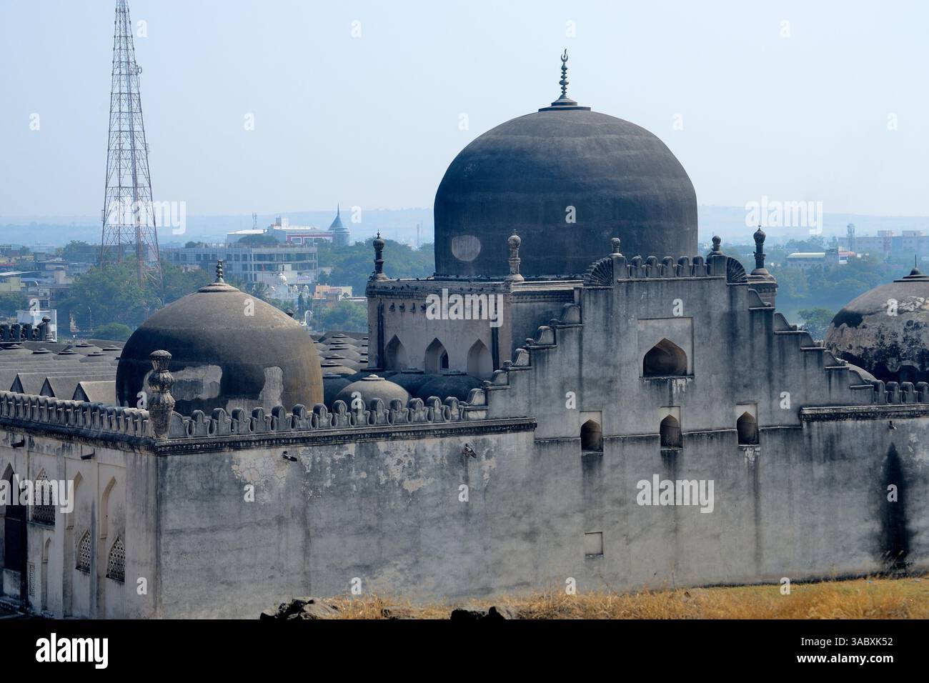 Outer view of the Jamia Mosque (Jama Masjid), located in Gulbarga Fort ...