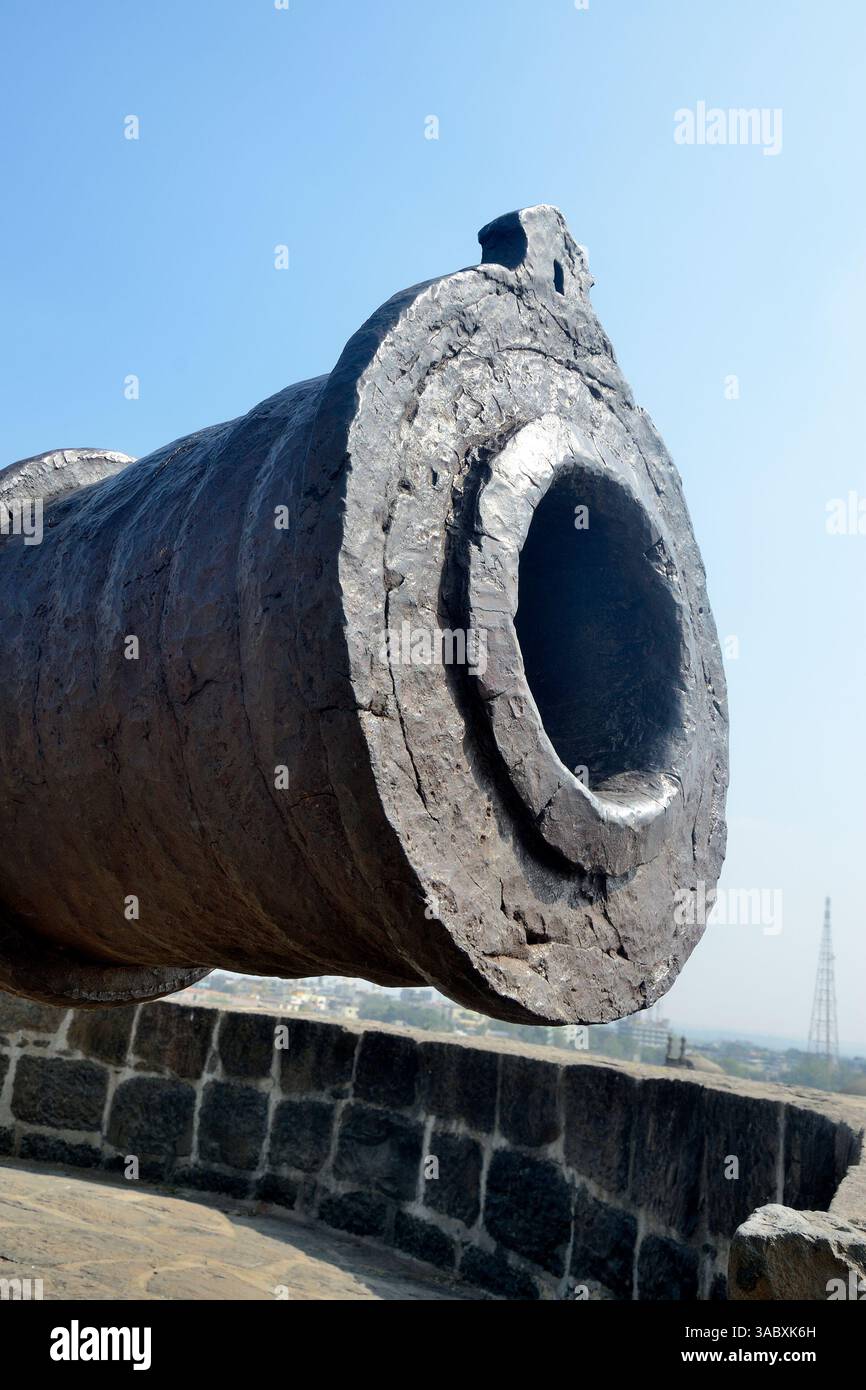 Cannon-I at Balahisar, located in Gulbarga Fort complex, Kalaburagi ...