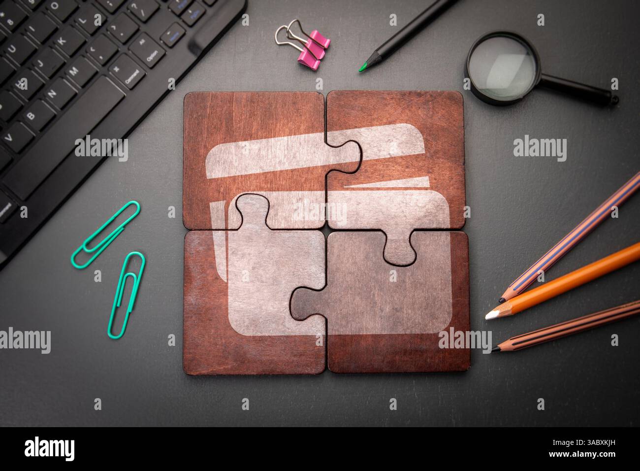 Puzzle Pieces with Payment Card Illustration Representing Financial ...