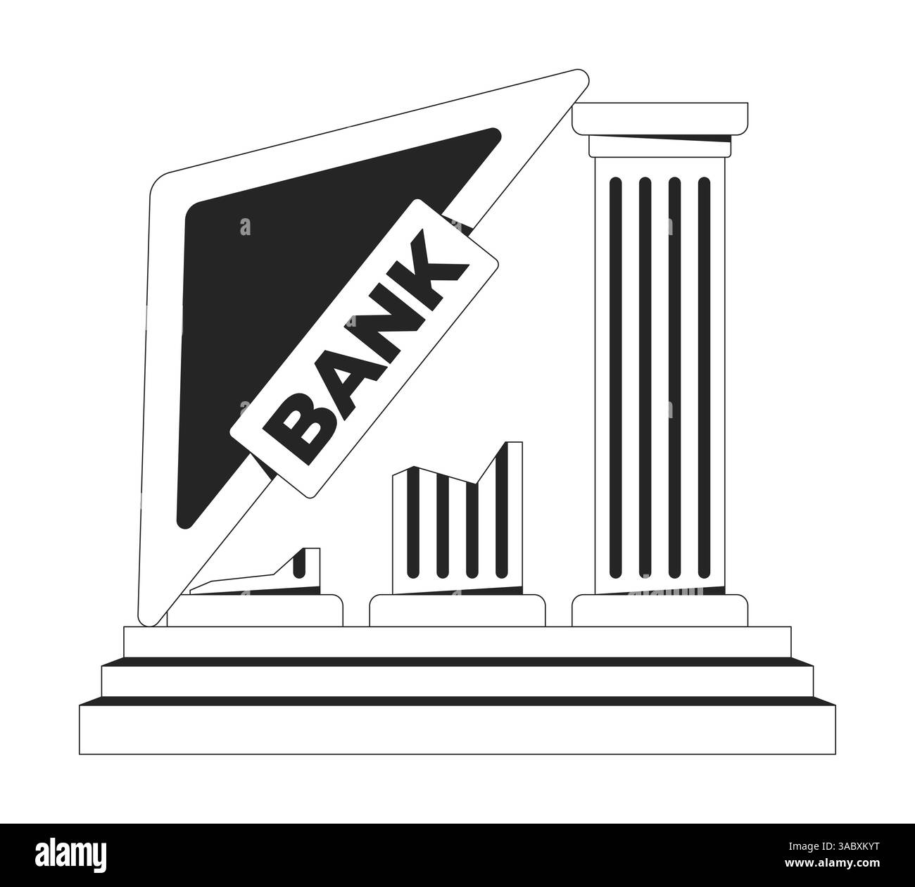 Collapsing bank structure with tilted sign, broken pillars 2D line ...