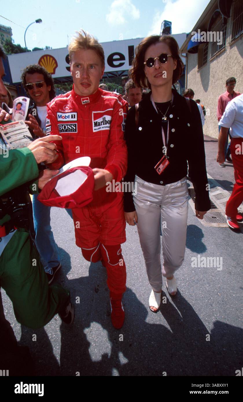 Mika Hakkinen(FIN) Mclaren MP4-11 with his girlfriend Erja..Monaco ...