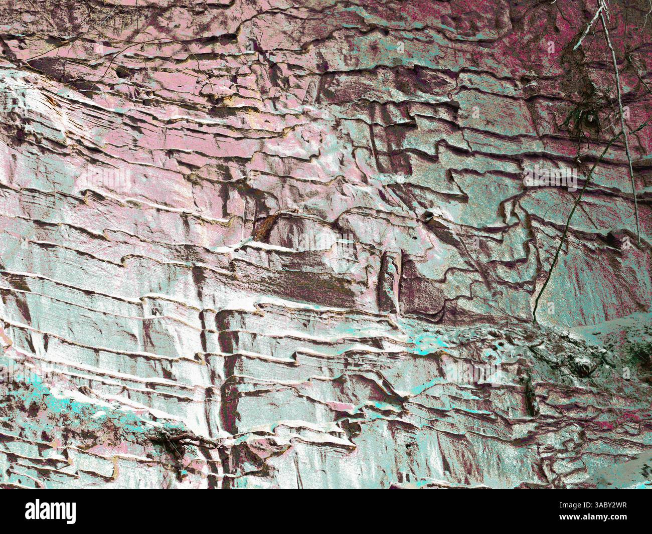 Coloring a rock face that exhibits breathtaking layered patterns due to ...