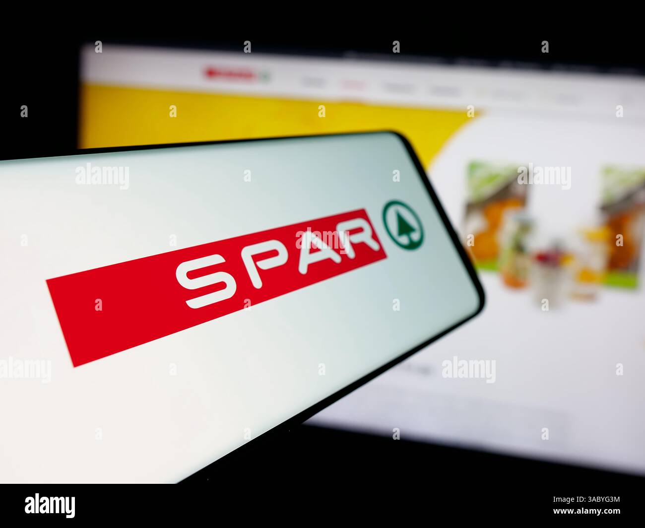 In this photo illustration, a smartphone with the logo of Swiss retail ...