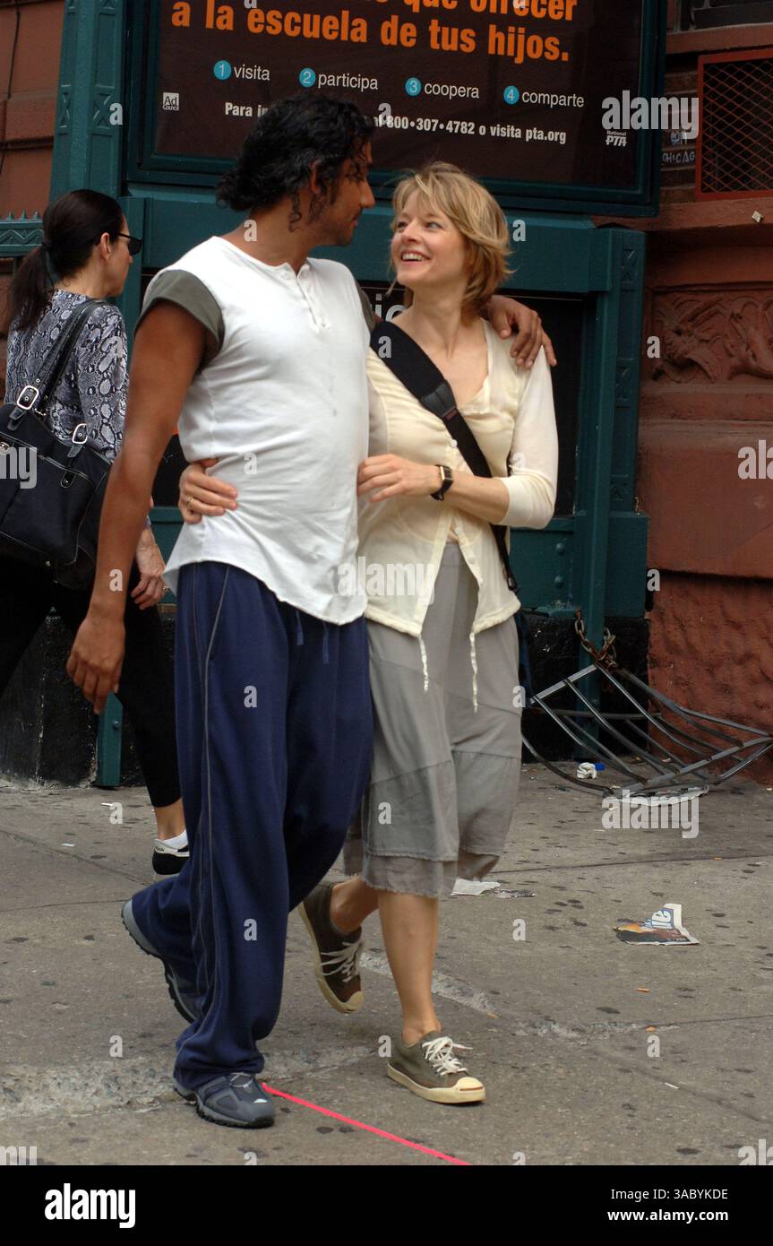 June 14, 2006, New York City Jodie Foster and Naveen Andrews on the set ...