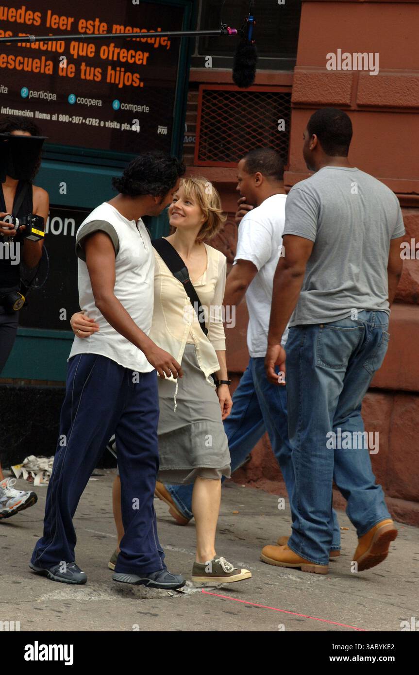 June 14, 2006, New York City Jodie Foster and Naveen Andrews on the set ...