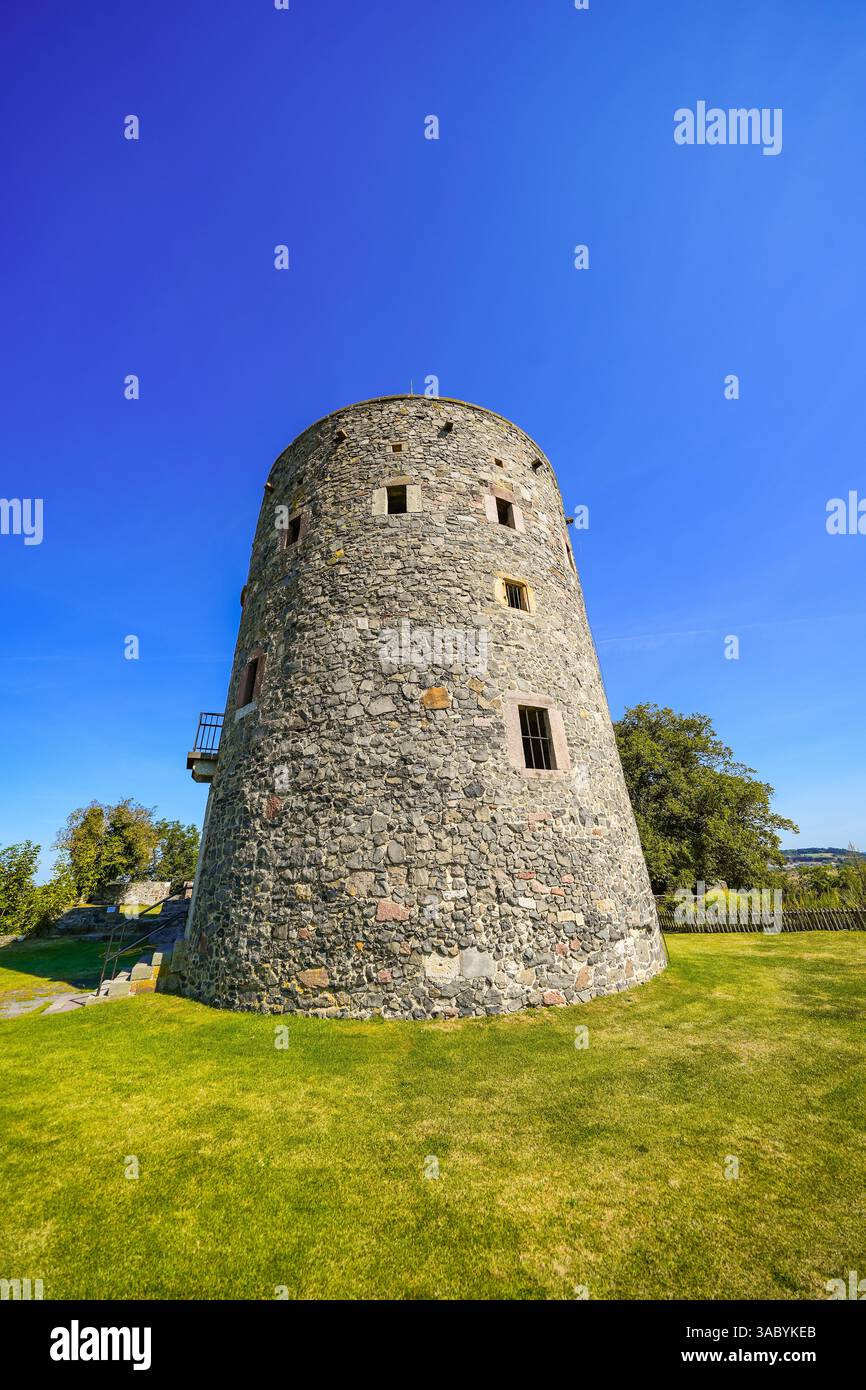 View of the Hohenburg castle ruins on the Schlossberg near Homberg. Old ...