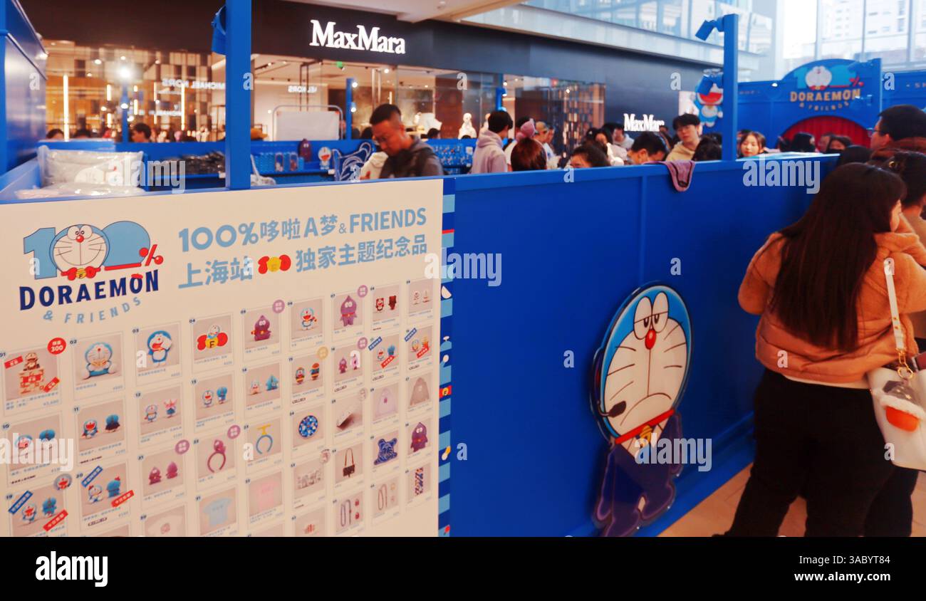 A view of China's first robotic cat (Doraemon) pop-up store in Shanghai ...