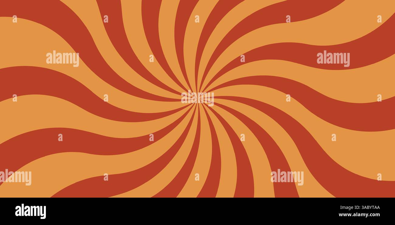 Dynamic Sunburst Retro Groovy Banner with Orange and Red Vibrant Lines ...