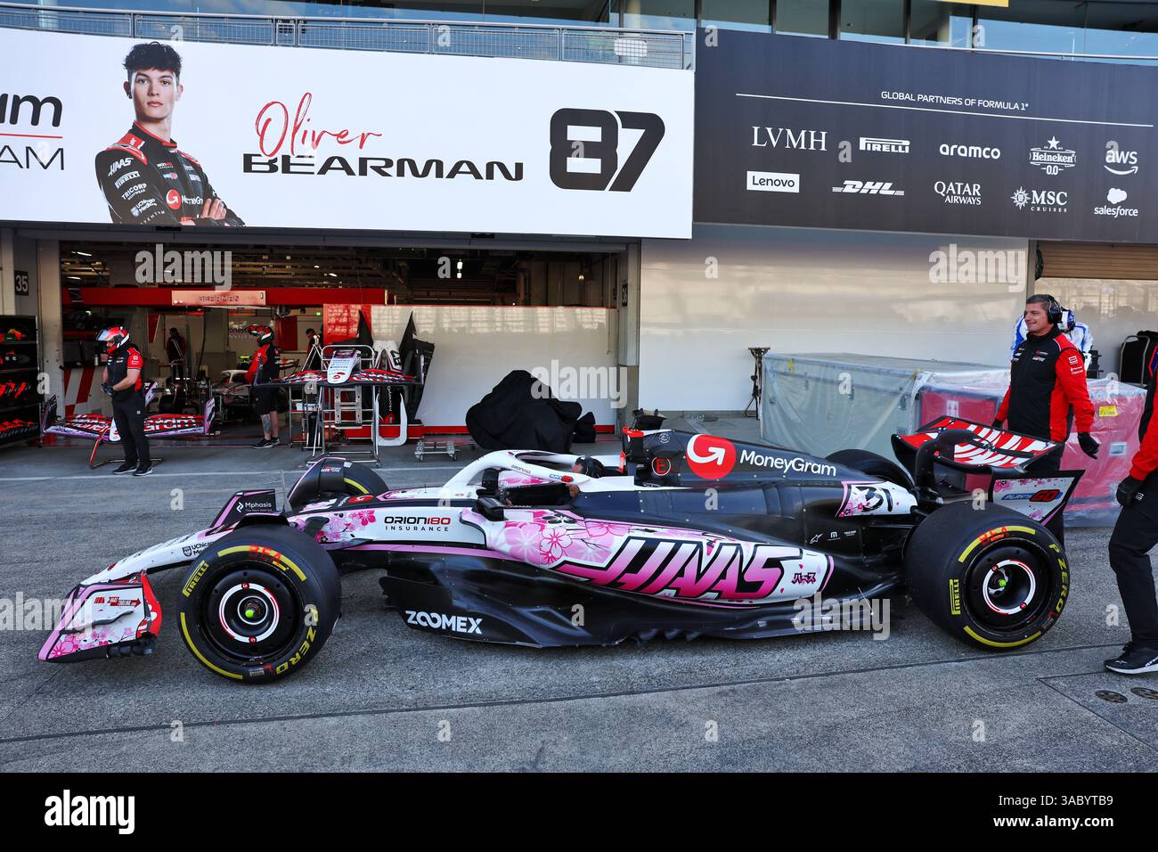 Haas VF-25 - blossom livery. 03.04.2025. Formula 1 World Championship ...