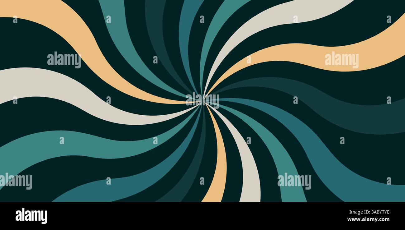 Colorful Abstract Spiral With Twisting Lines in Retro Groovy Style ...