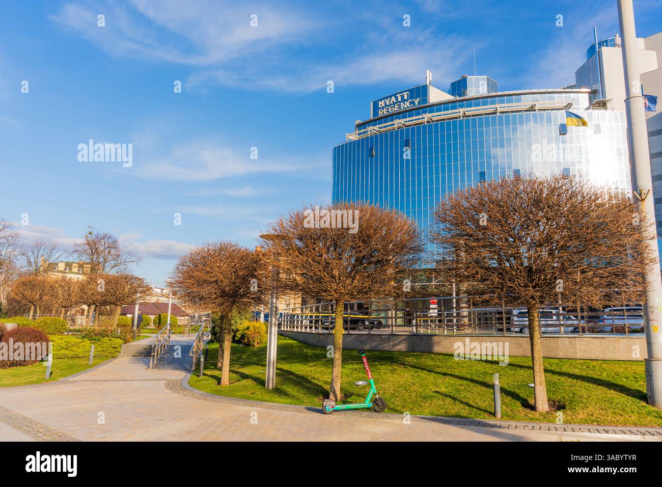 Kyiv, Ukraine - March 28, 2025: Wide-angle view of the Hyatt Regency ...