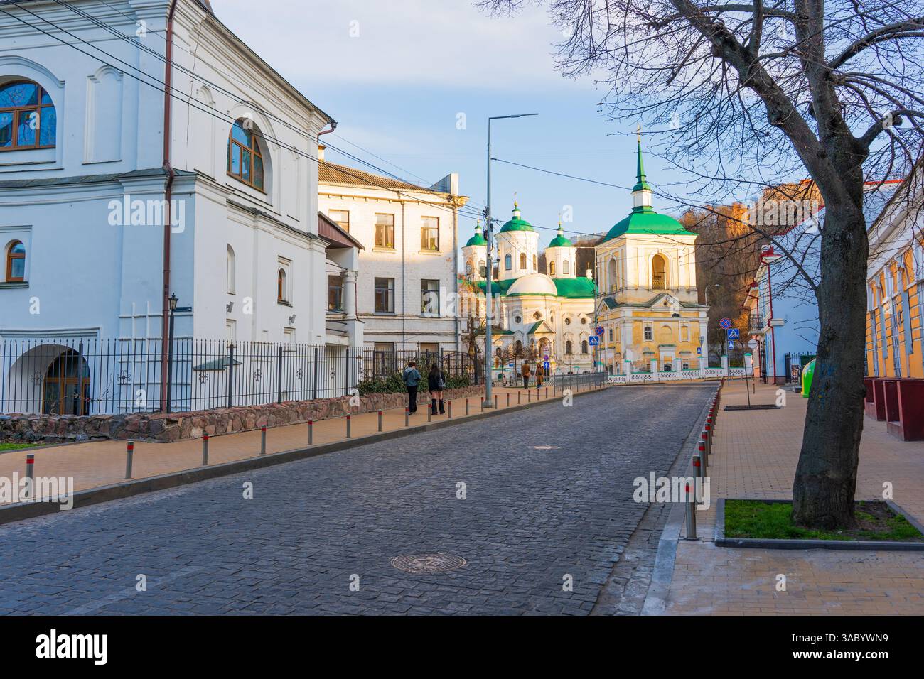 Kyiv, Ukraine - March 28, 2025: Scenic view of Pokrovskaya Church ...