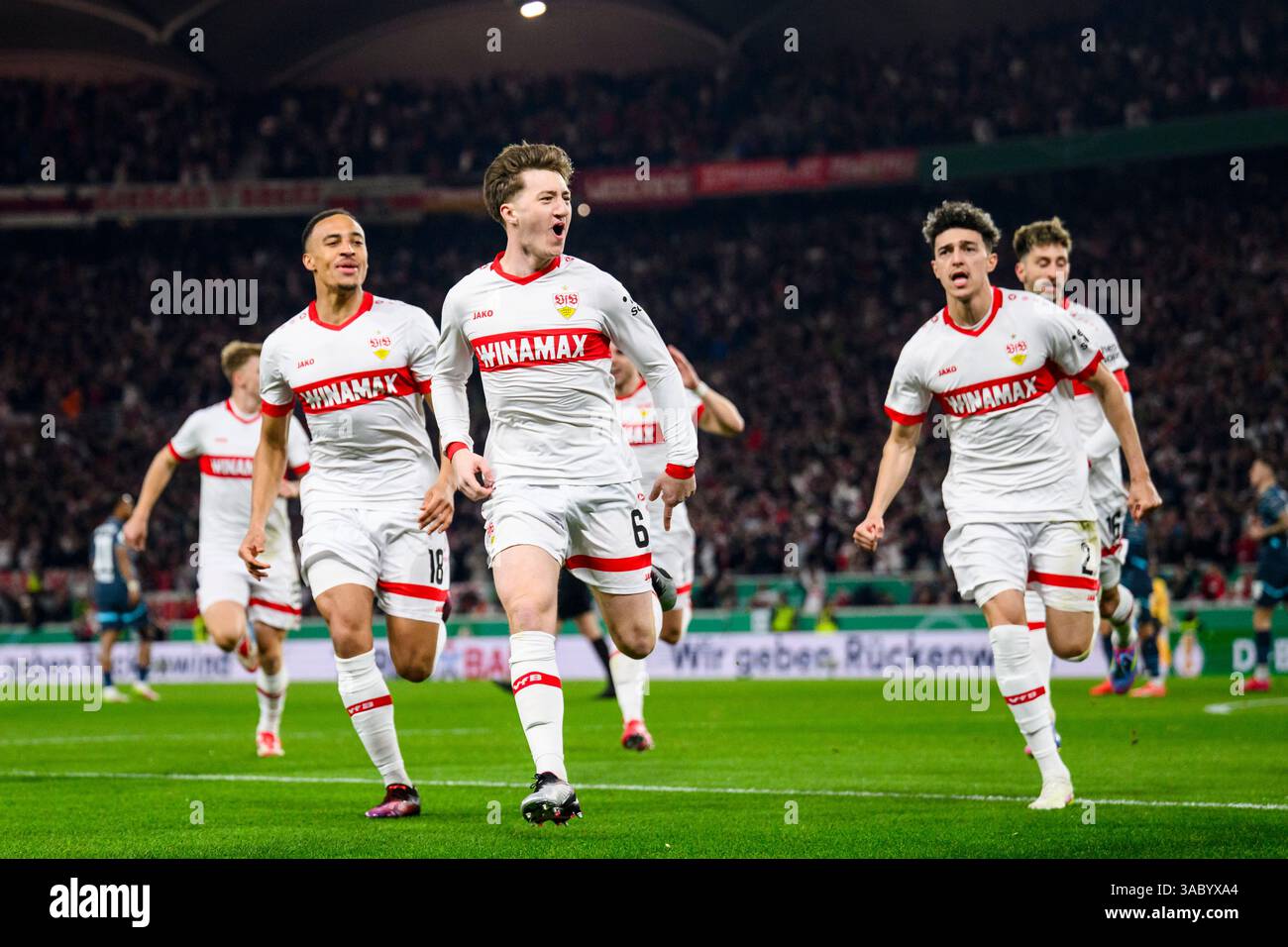 Stuttgart, Germany. 02nd Apr, 2025. Soccer: DFB Cup, VfB Stuttgart - RB Leipzig, semi-final ...