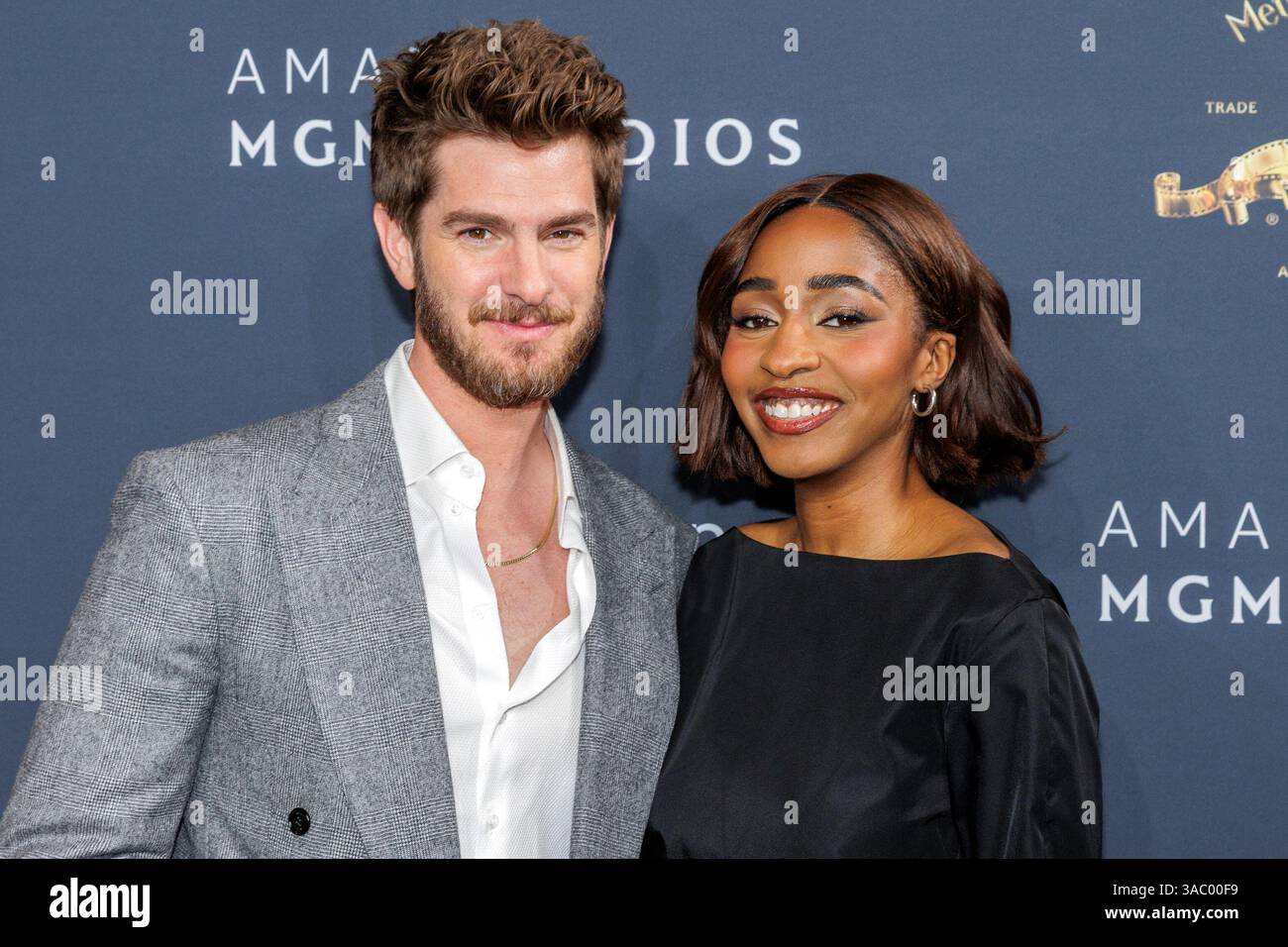 Andrew Garfield (L) and Ayo Edebiri attend the Amazon MGM Studios ...