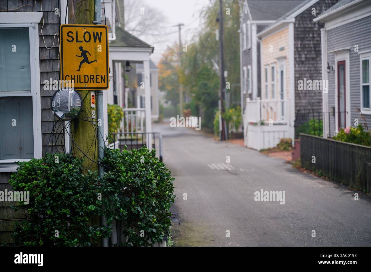 Road sign for please drive slowly, horizontal with copy space. Peaceful ...