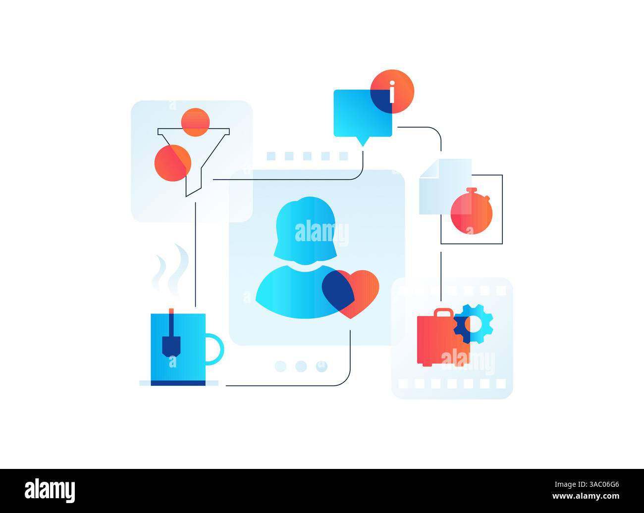 Office work and management - flat design style illustration Stock ...