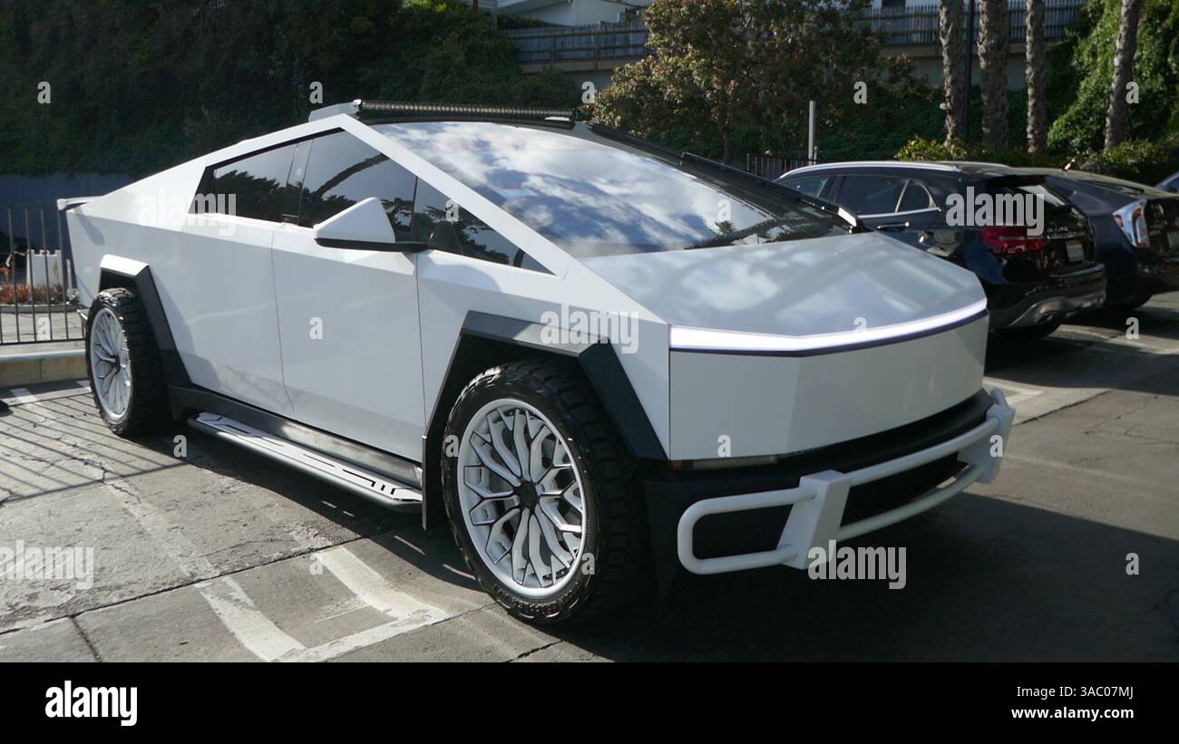 Los Angeles, California, USA 2nd April 2025 White Tesla Cybertruck on ...