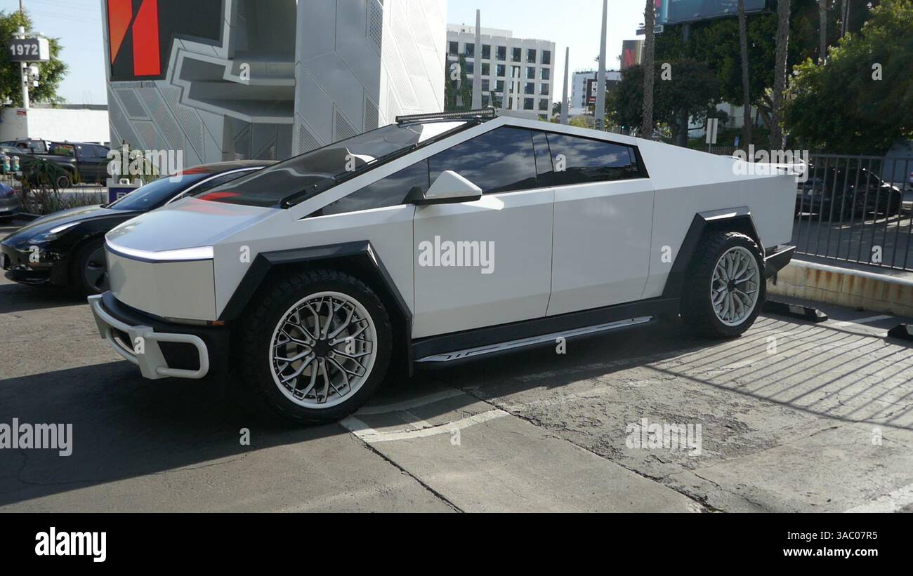 Los Angeles, California, USA 2nd April 2025 White Tesla Cybertruck on ...