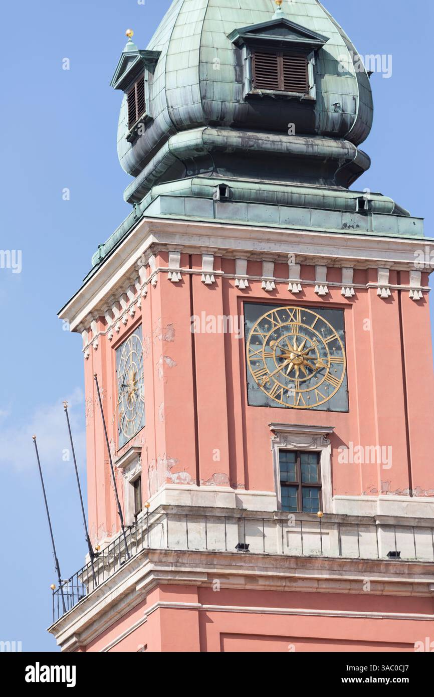 Warsaw, Poland, the clock tower of the Royal Castle Palace, Castle ...