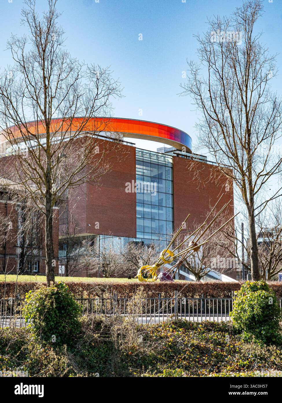 The art museum Aros seen across the riverbanks of the Aarhus Aa river ...