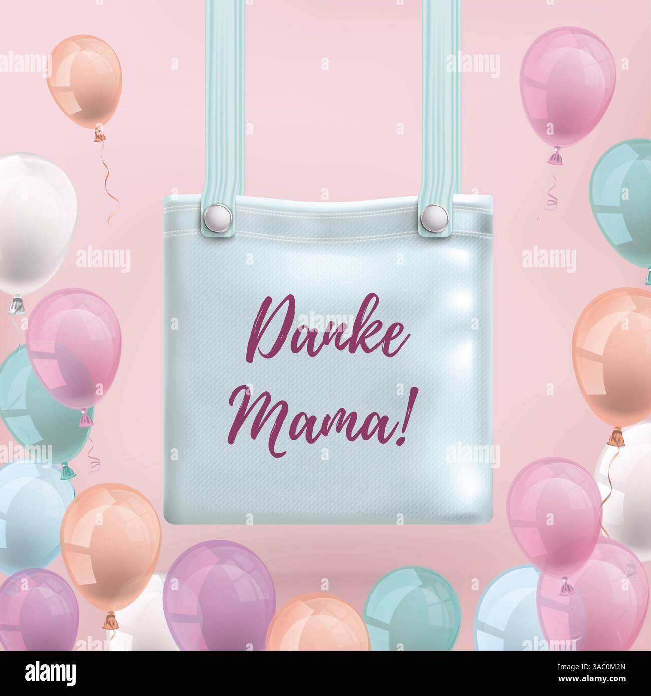 Muttertag Danke Mama Purse Bag Pink Background Pastel Balloons German ...