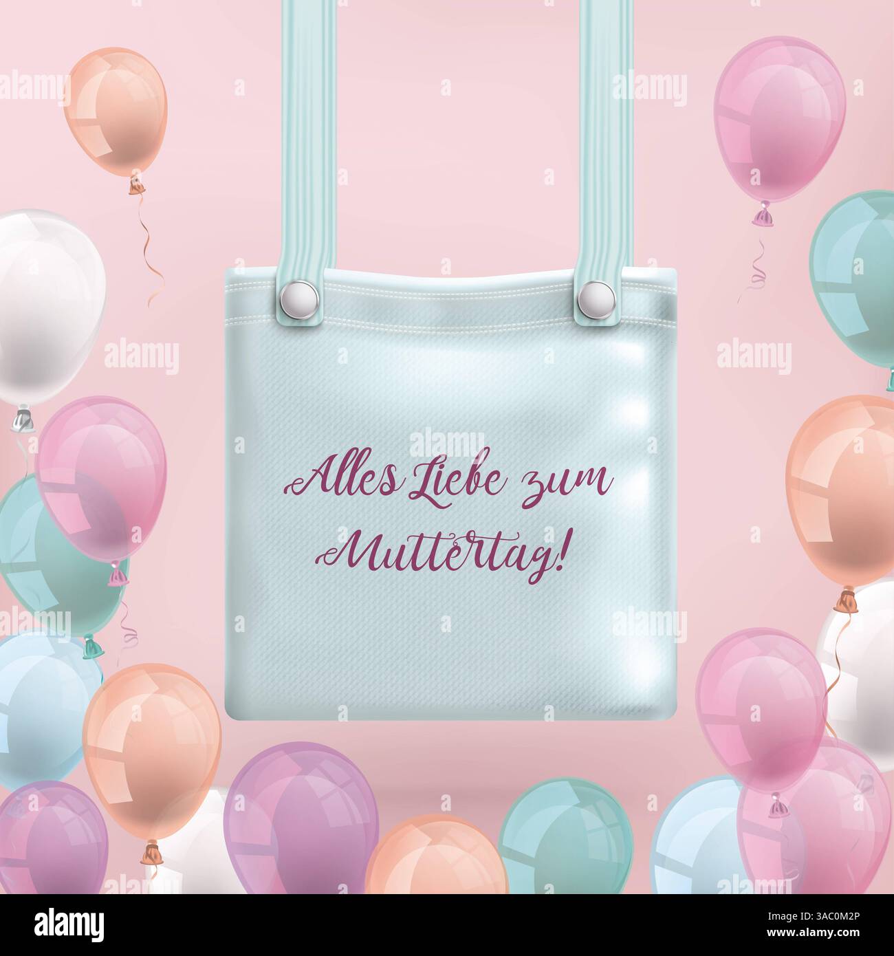 Liebe Muttertag Purse Bag Pink Background Pastel Balloons German text ...