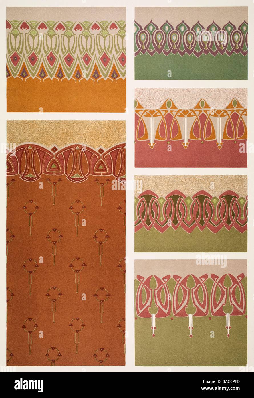 Wandfriese, wall friezes art nouveau interior design motifs by Carl ...