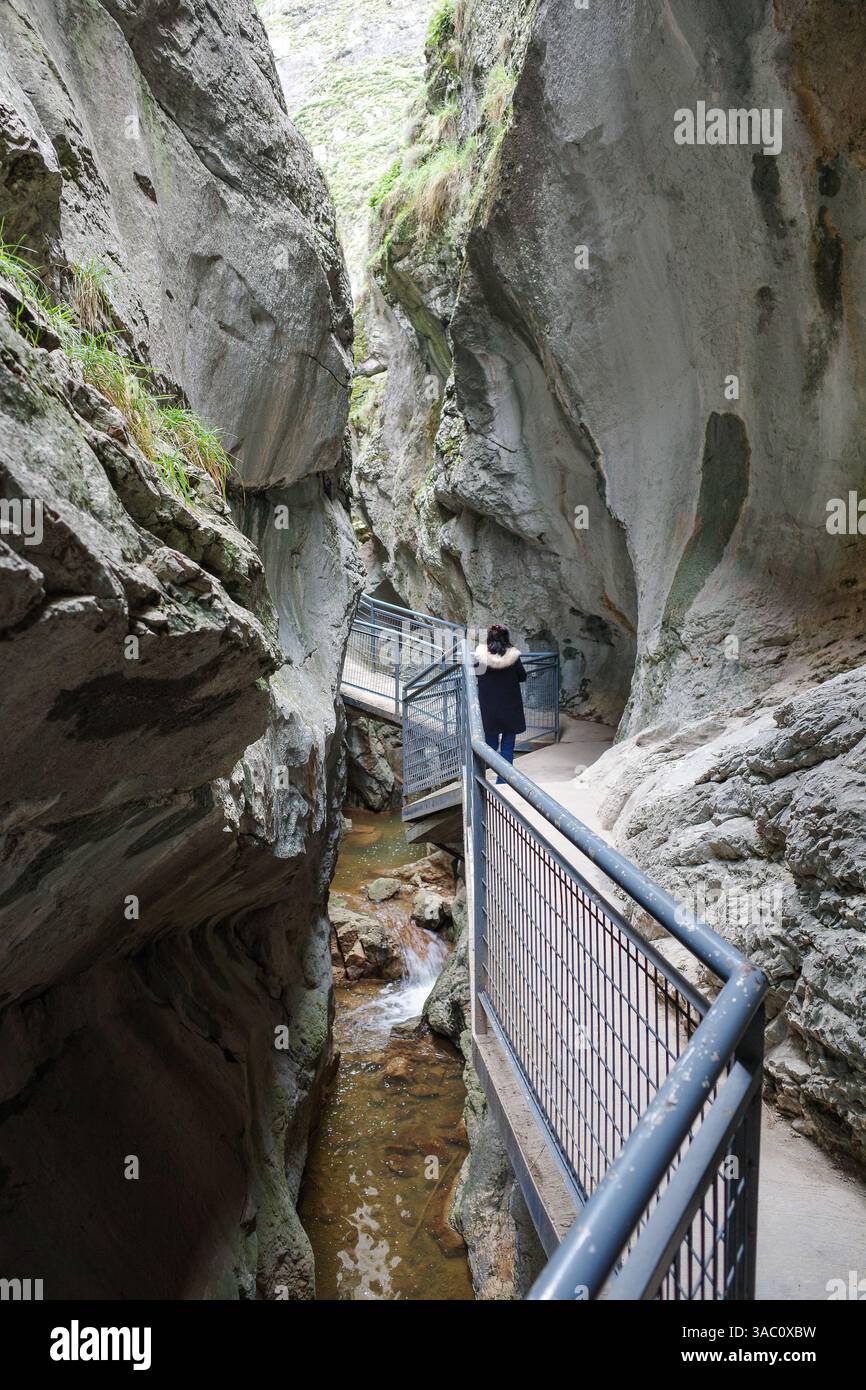 Burgos, Spain - 3 March, 2025: Pathways through the La Yecla Canyon, Castile and Leon Stock ...