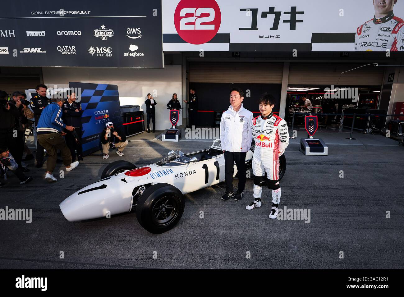 WATANABE Koji, President of Honda Racing Corporation and TSUNODA Yuki ...