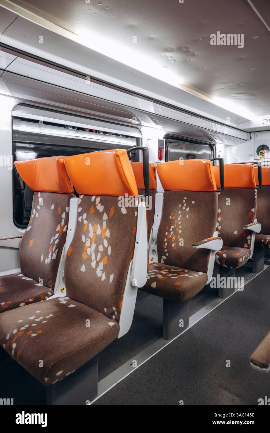 Menton, France - January 18, 2025: Inside a TER train traveling from ...
