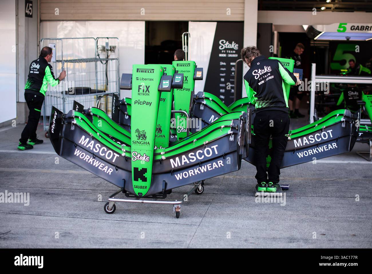 Stake F1 Team Kick C45, mechanical detail front wing during the Formula ...
