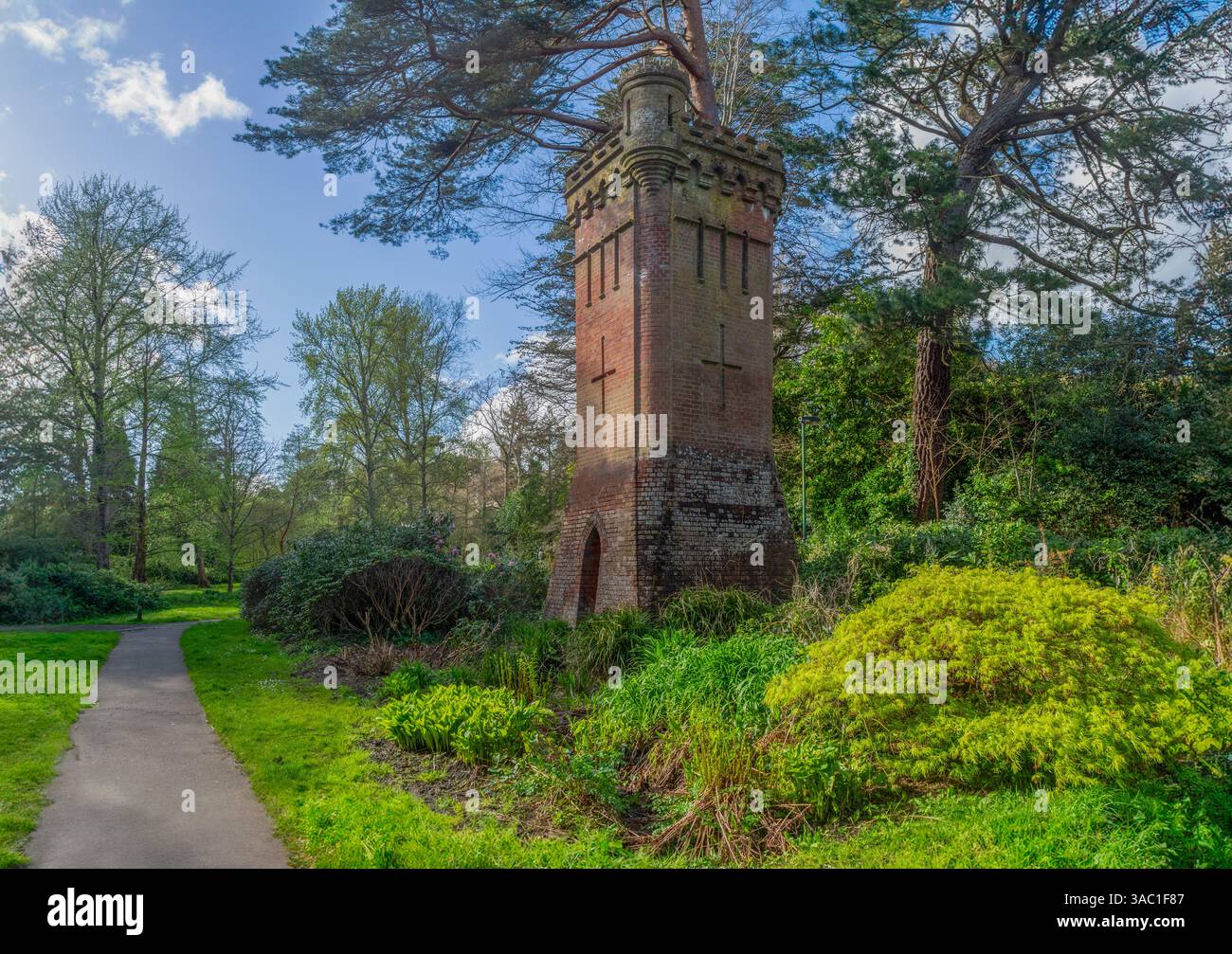 Upper Gardens, Bournemouth, UK - April 9th 2024: The Water Tower, built ...