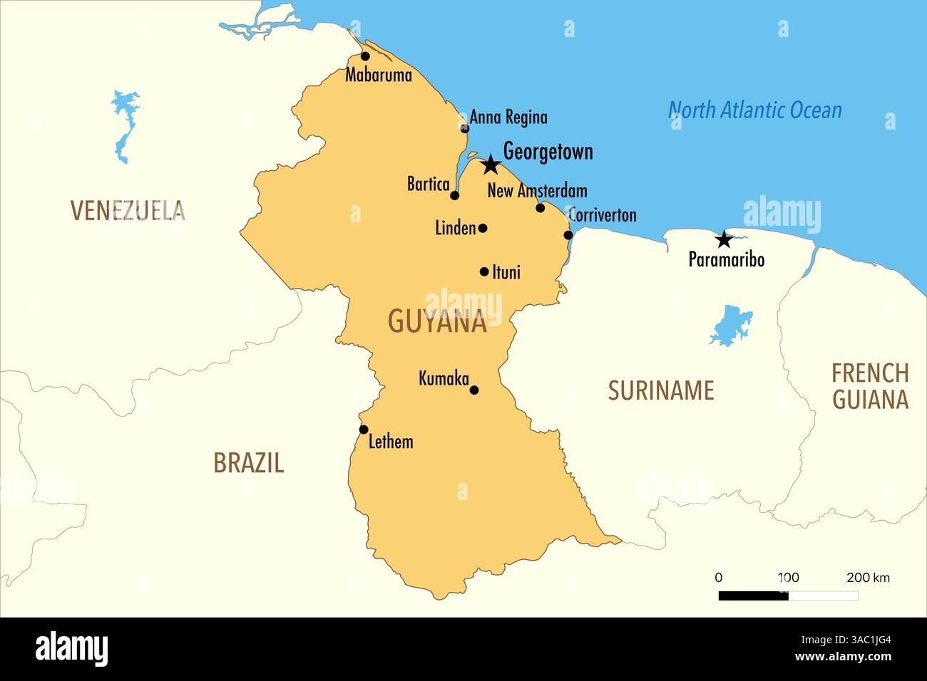 Guyana political map capital hi-res stock photography and images - Alamy