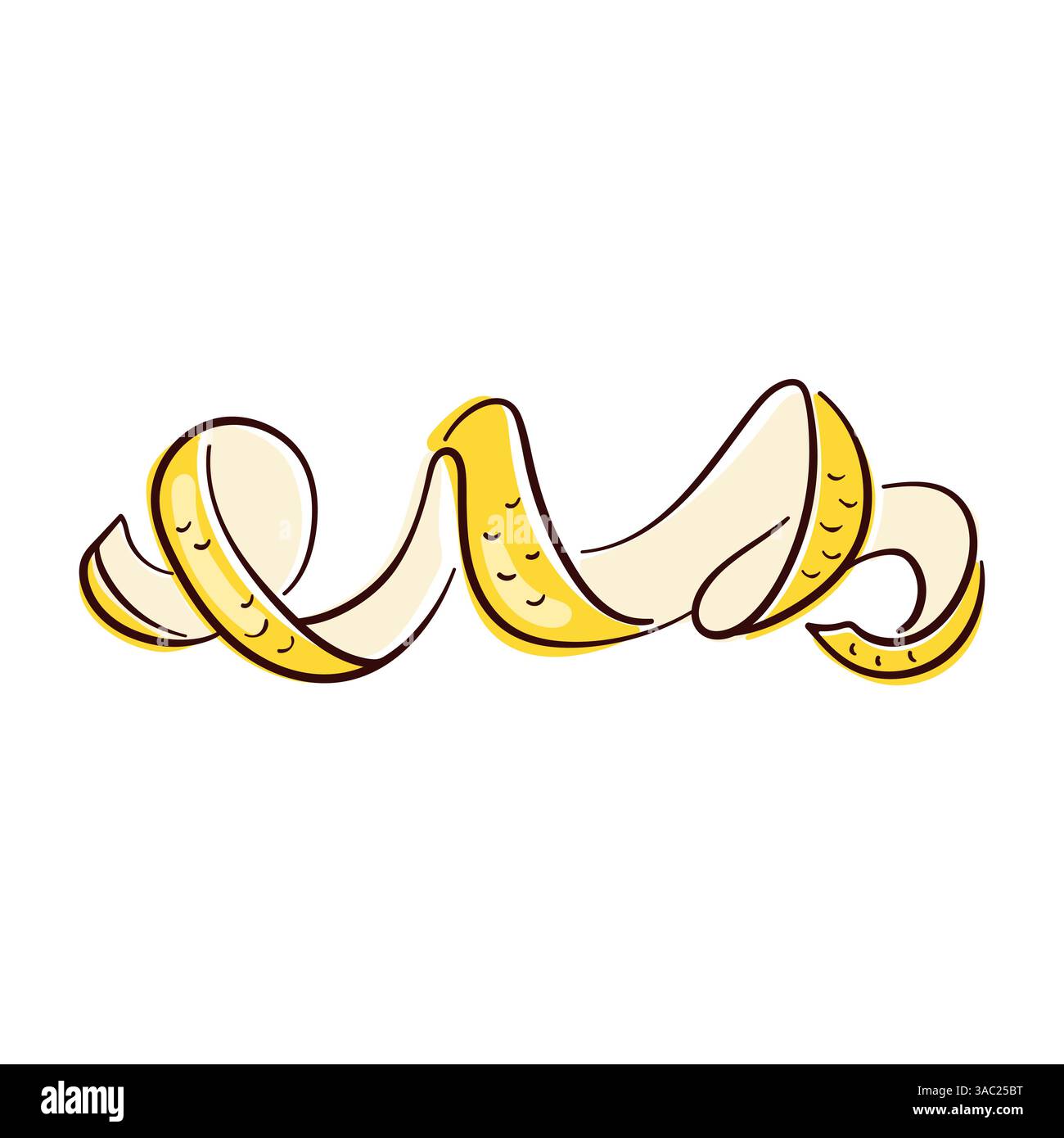 Curled lemon peel in flat style. Perfect for food design, citrus themed ...