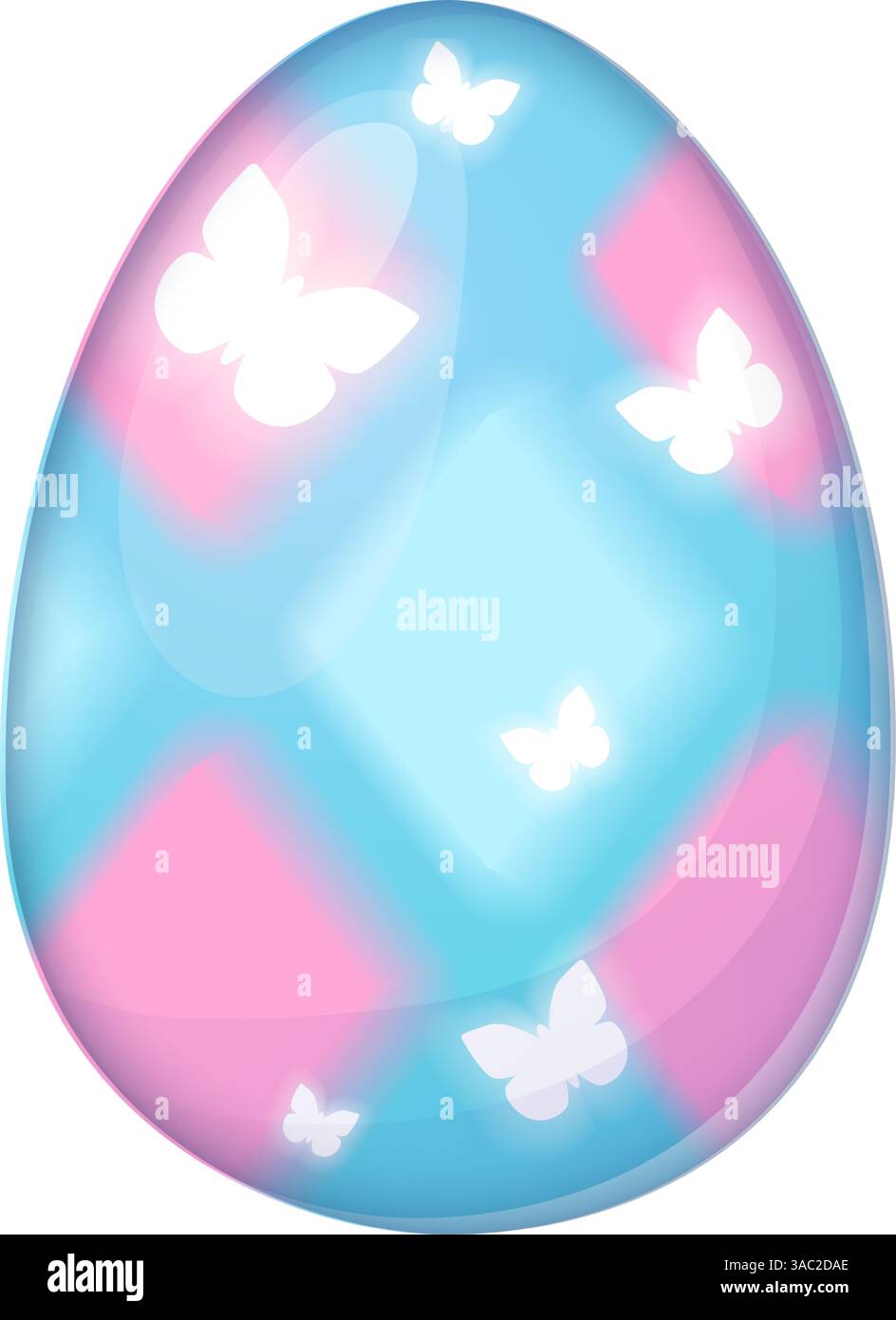 Pastel Easter egg with butterflies blue pink vector Stock Vector Image ...