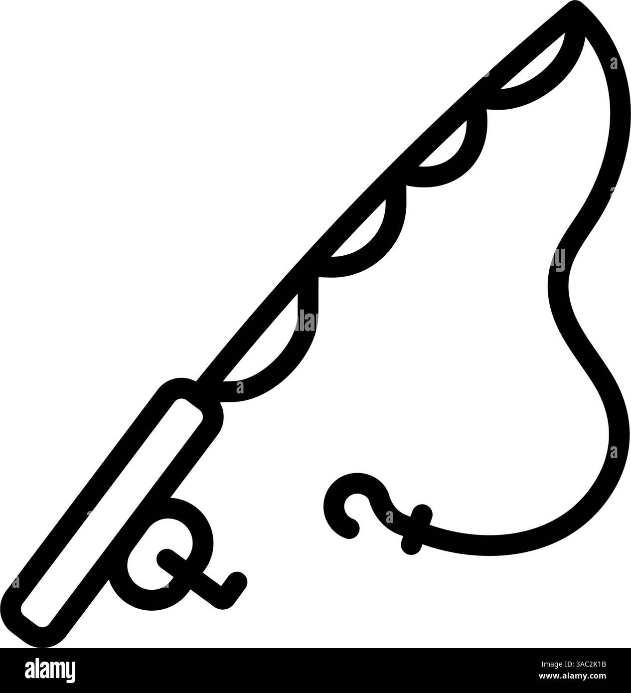 Fishing rod pole icon. Fishing Outline Icon. Fish Line Sign. Vector ...