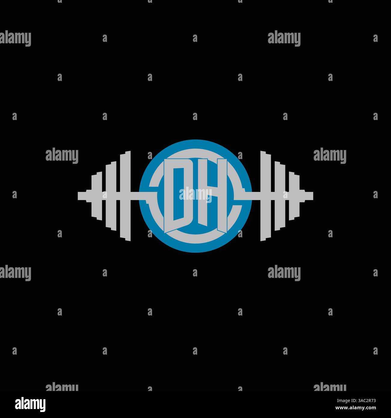 Initial DH logo design with geometric dumbbell and circle line icon ...