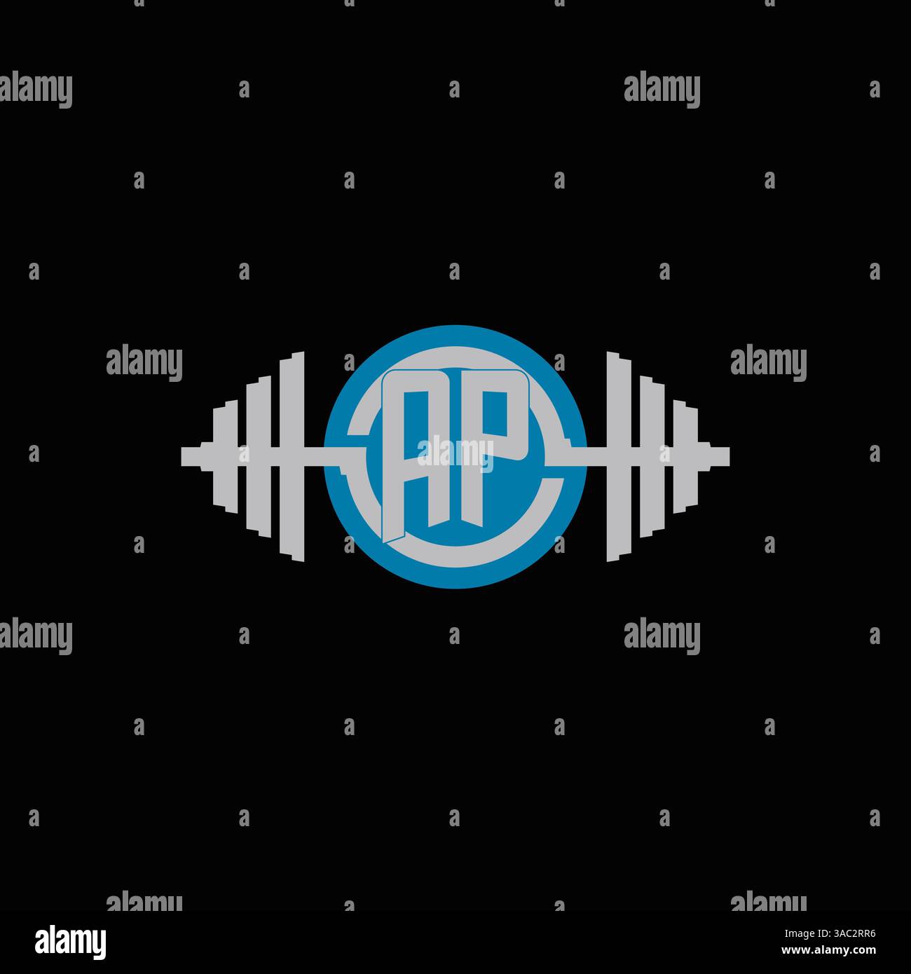 Initial AP logo design with geometric dumbbell and circle line icon ...