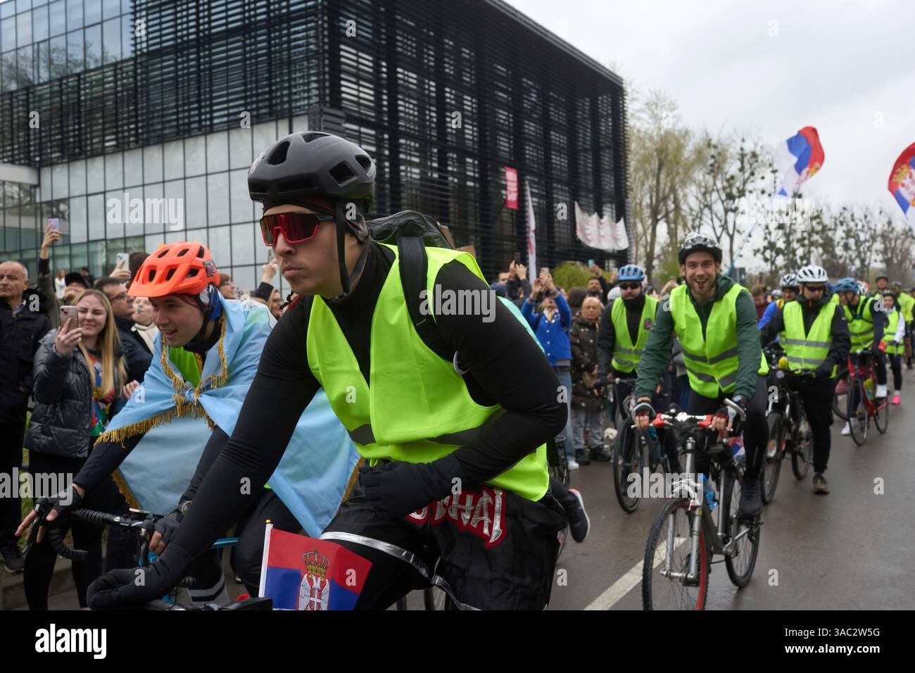 Protesting university students set off on a cycling journey toward ...