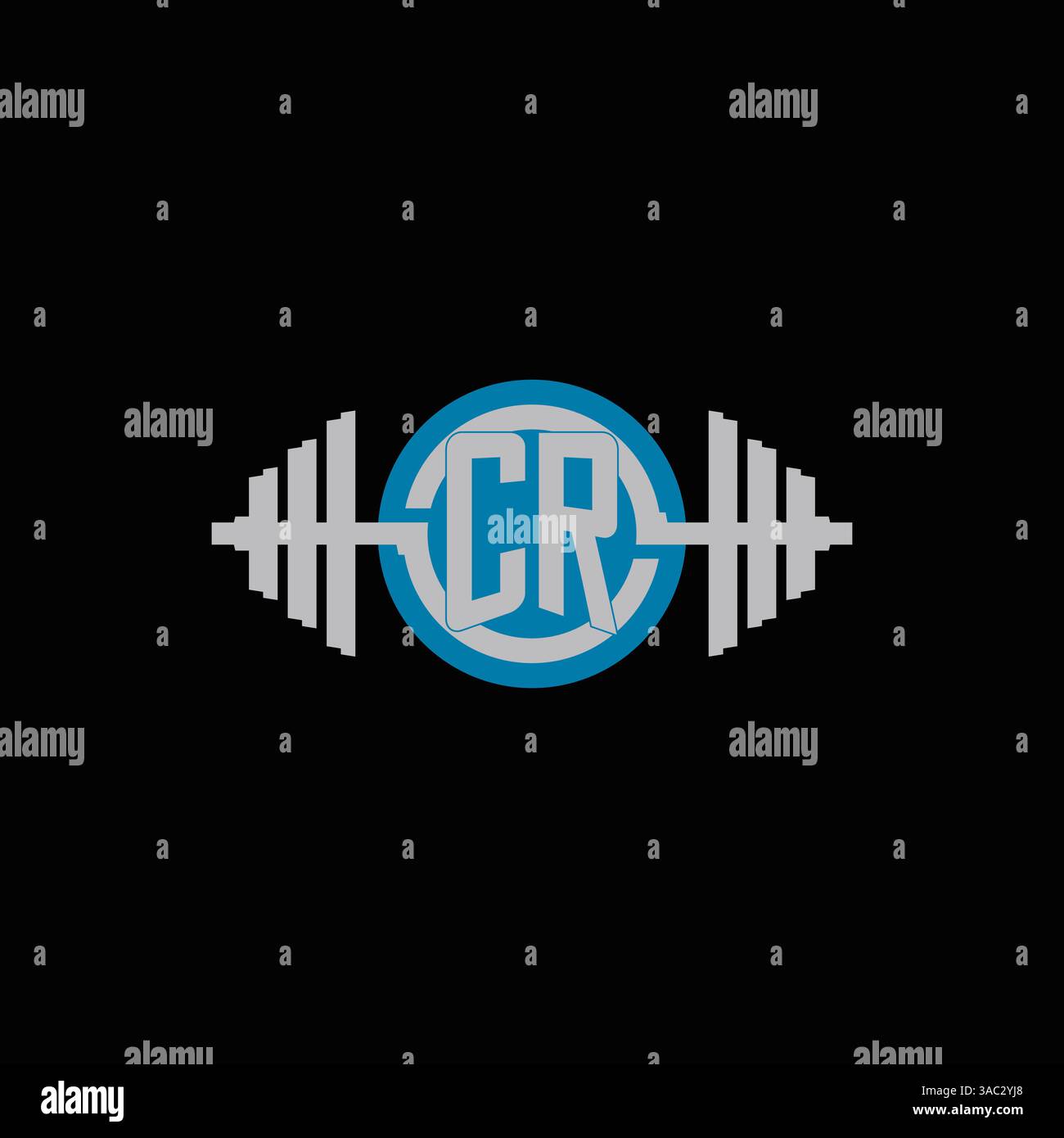 Initial CR logo design with geometric dumbbell and circle line icon ...
